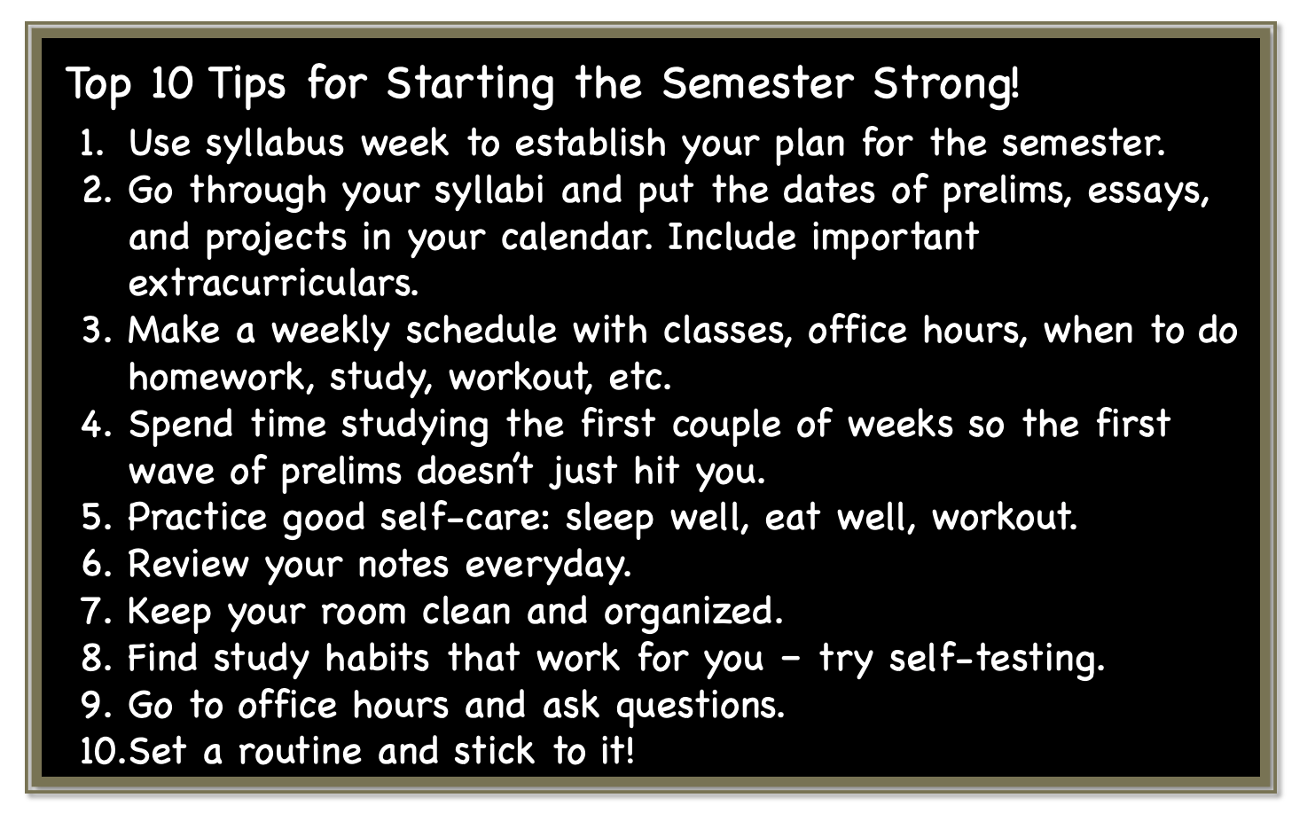 Recommendations to Start the Semester Strong – Learning Strategies Center